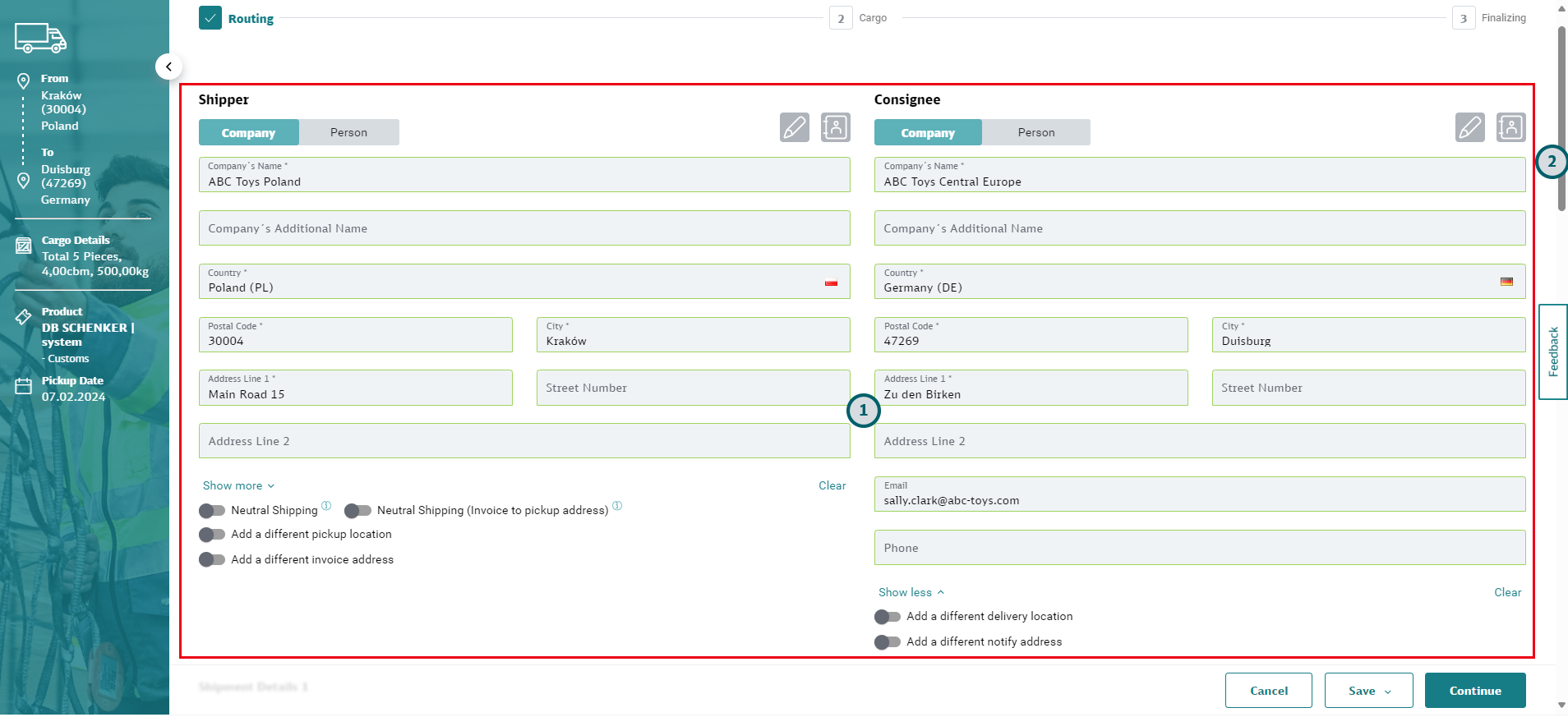 Create Contractual Land Bookings