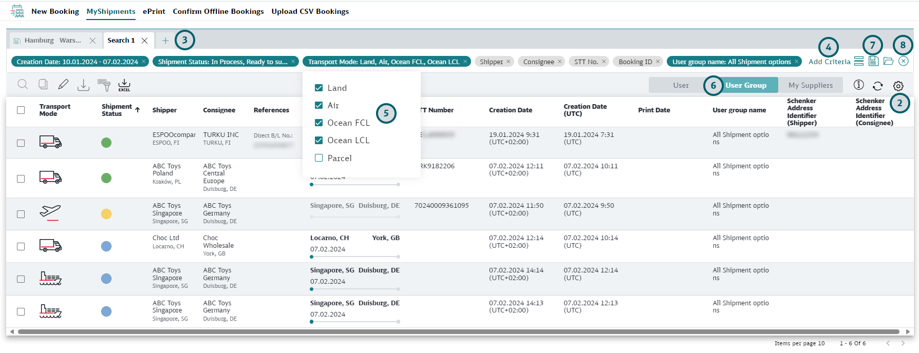 Search and Maintain Bookings