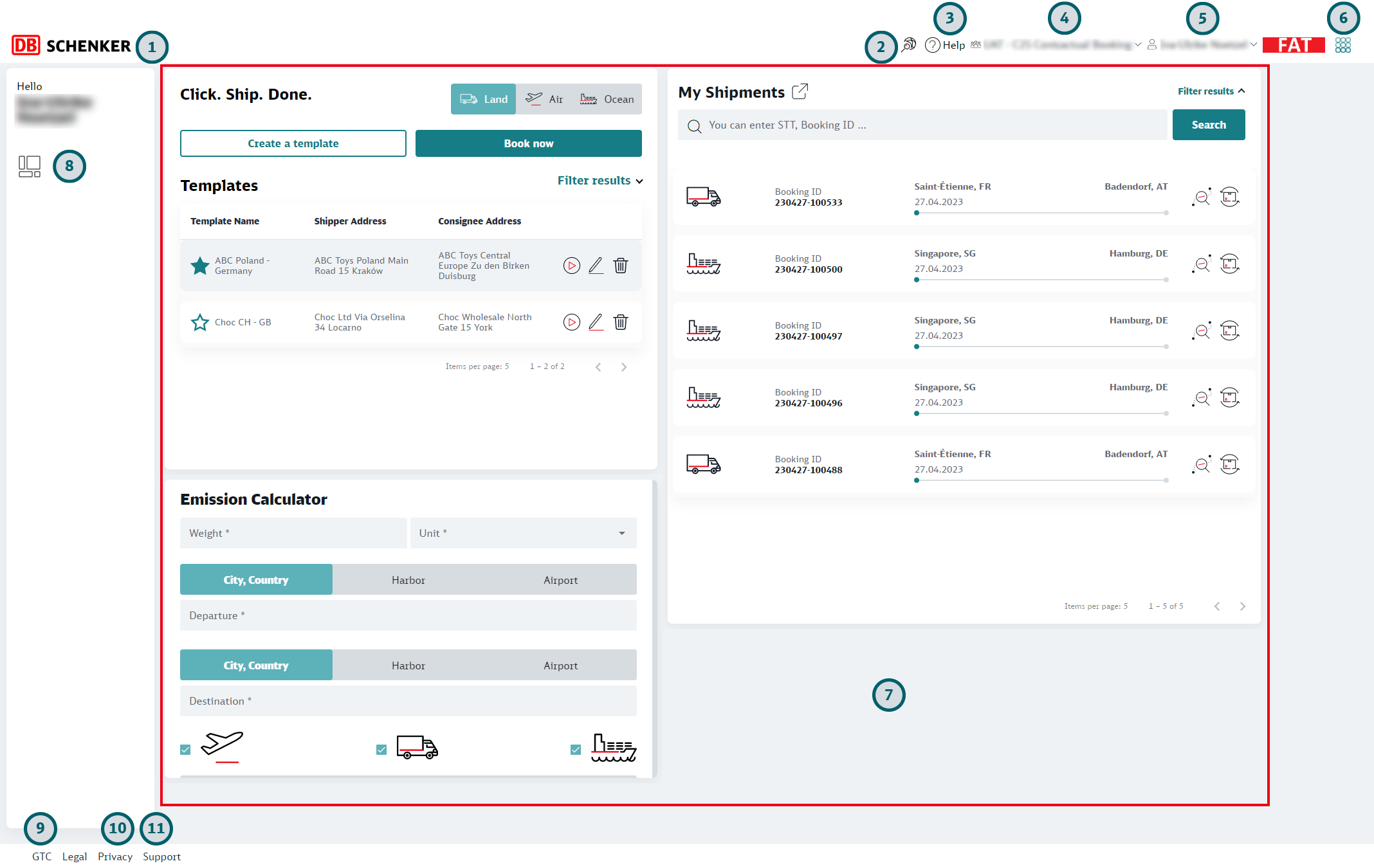 Using the DB SCHENKER | connect dashboard